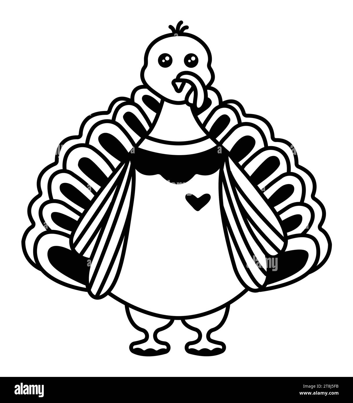 Black and white turkey, cute monochrome vector doodle Stock Vector ...