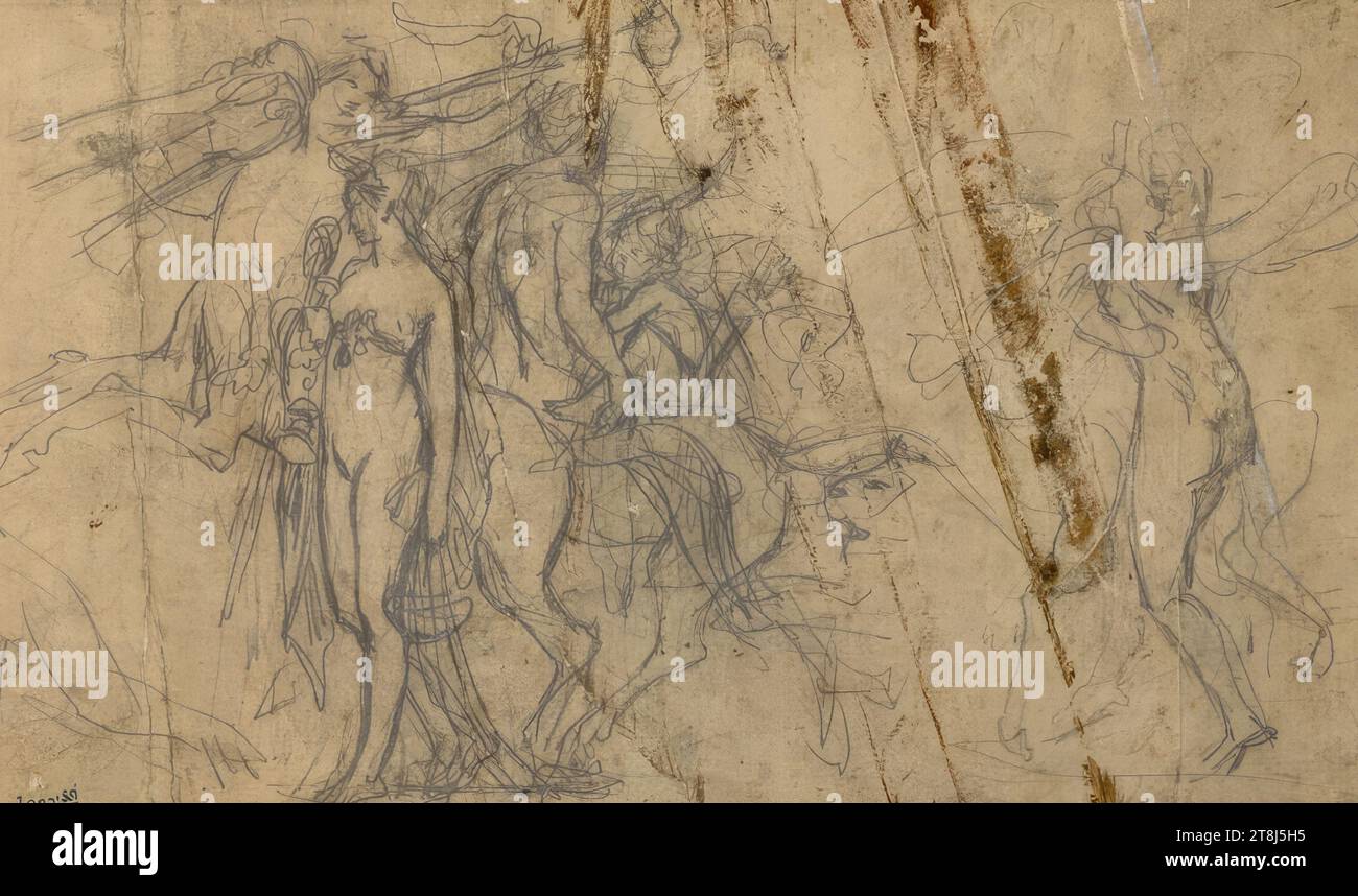 Sketch sheet, Rudolf Weyr, Vienna 1847 - 1914 Vienna, drawing, pencil ...