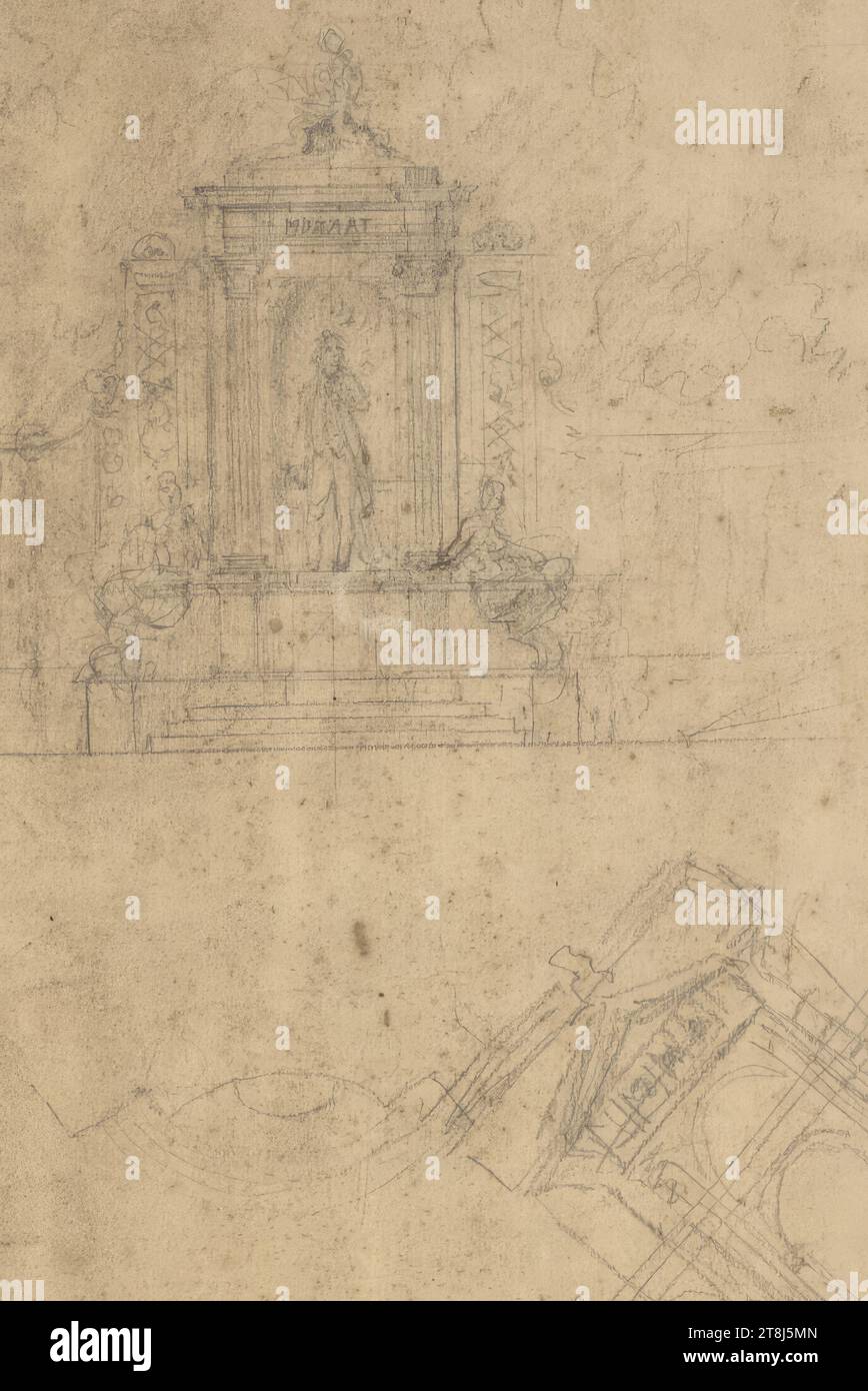 Mozart monument, Rudolf Weyr, Vienna 1847 - 1914 Vienna, drawing ...