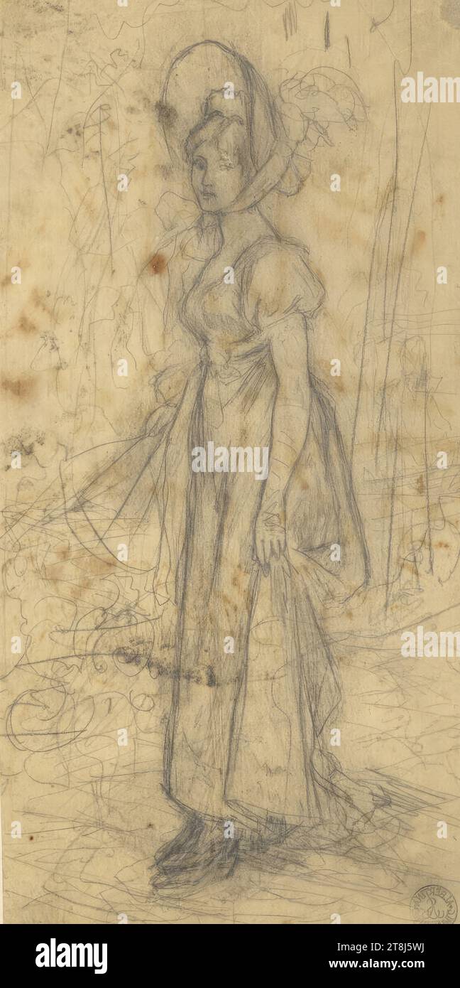 Female figure study, Rudolf Weyr, Vienna 1847 - 1914 Vienna, drawing ...