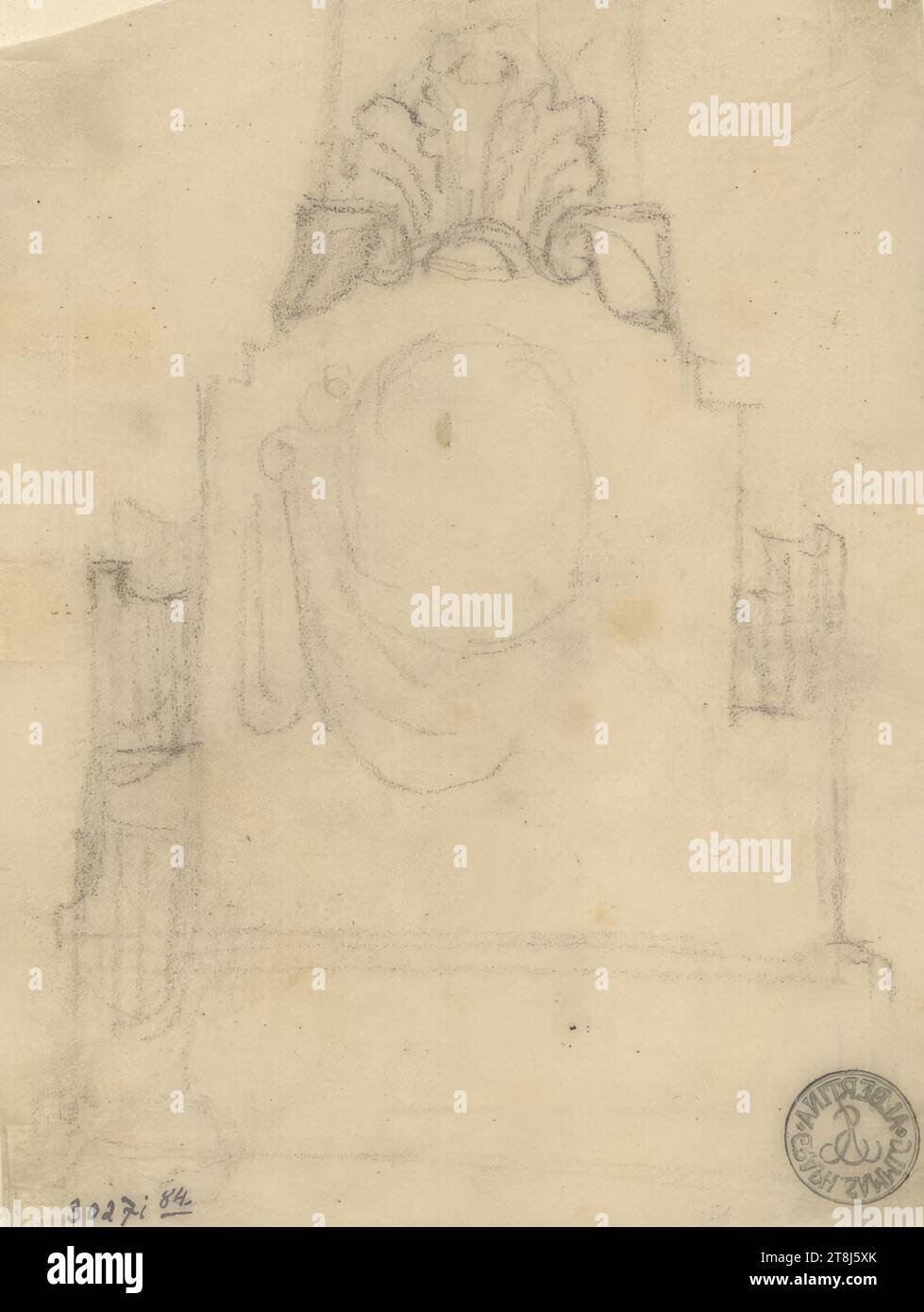 Monument fragment, Rudolf Weyr, Vienna 1847 - 1914 Vienna, drawing ...