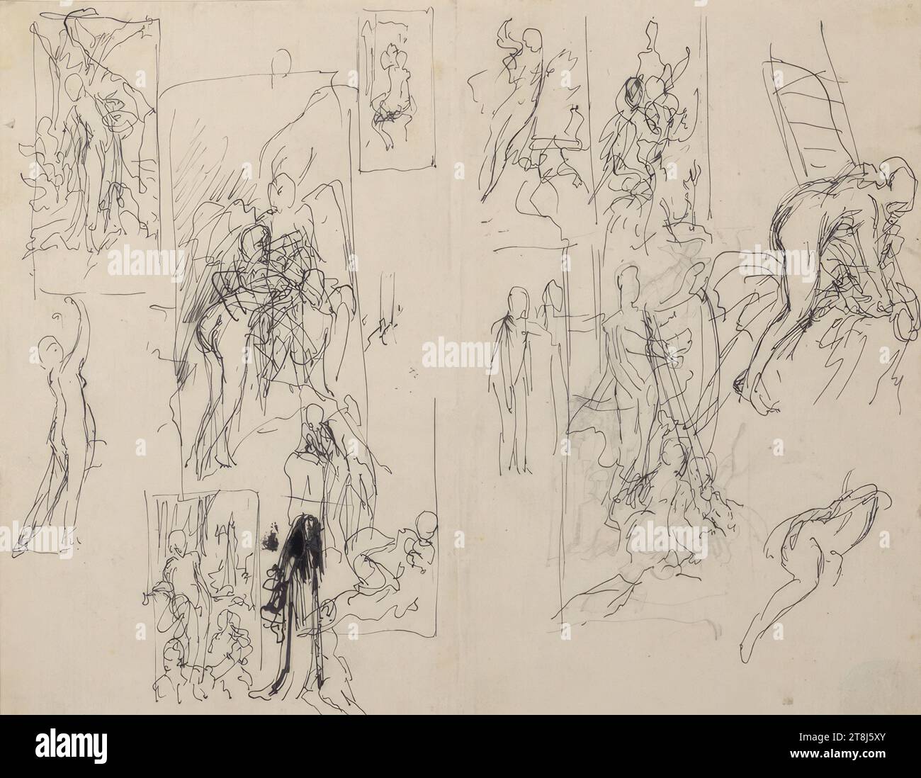 Figure studies, Rudolf Weyr, Vienna 1847 - 1914 Vienna, drawing, ink ...