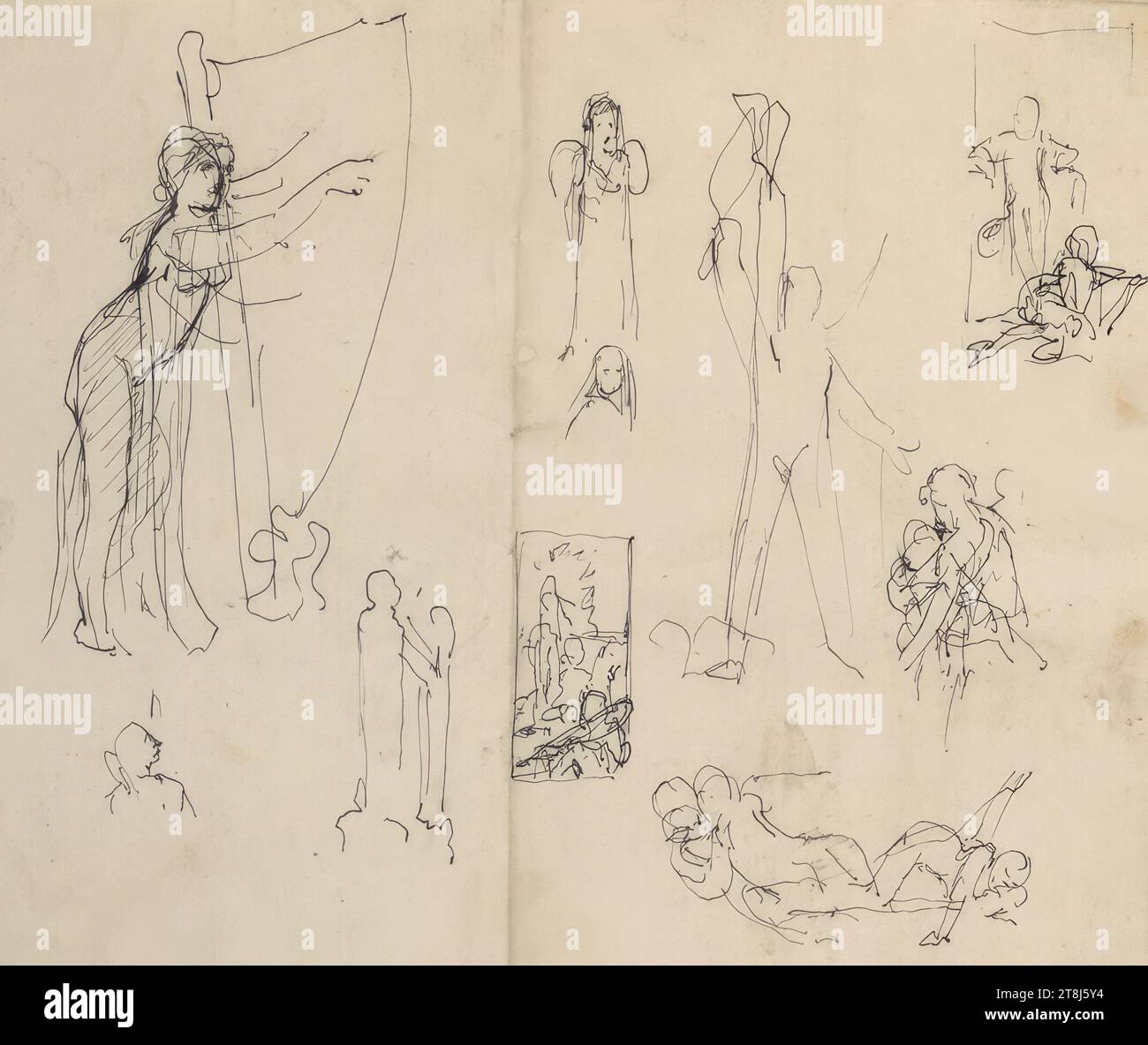 Figure studies, Rudolf Weyr, Vienna 1847 - 1914 Vienna, drawing, ink ...