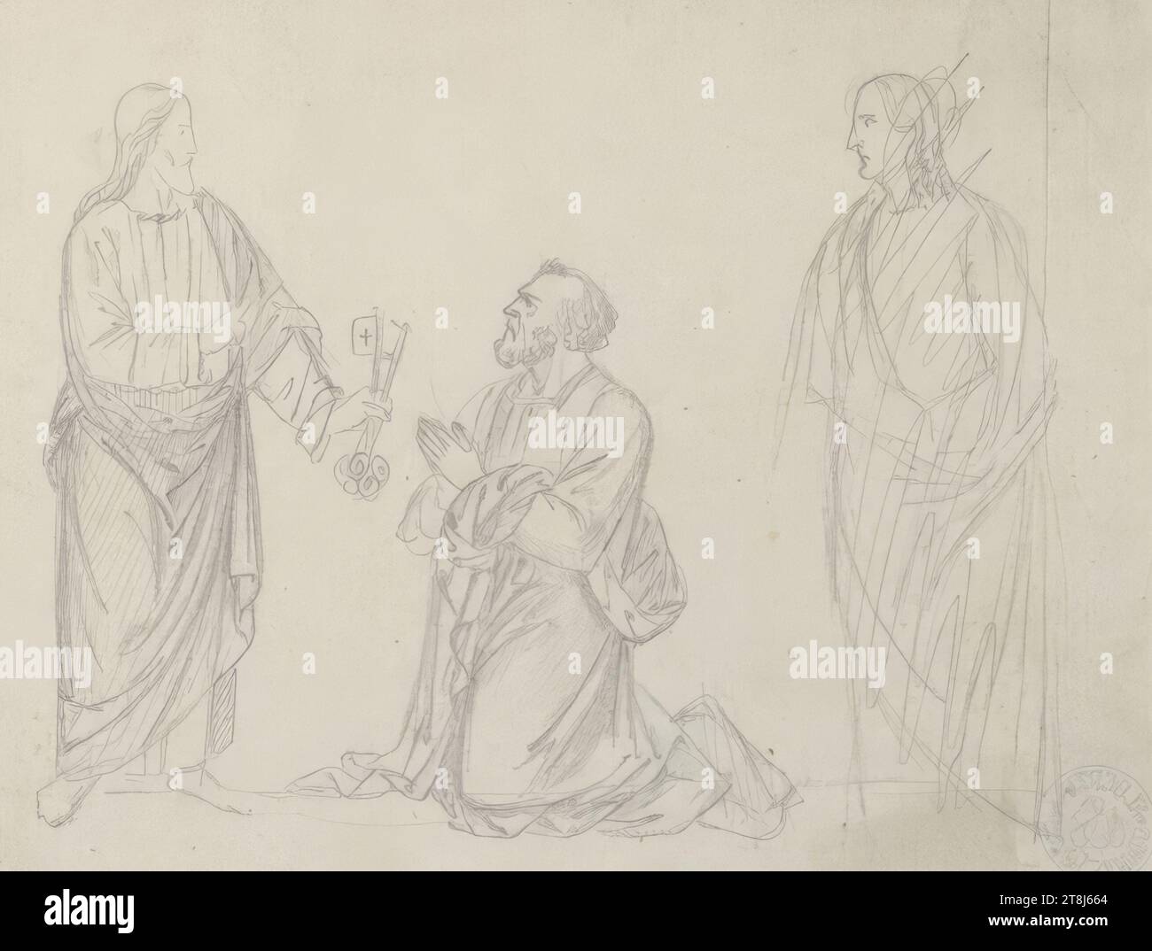 Sketch sheet, Rudolf Weyr, Vienna 1847 - 1914 Vienna, drawing, pencil ...