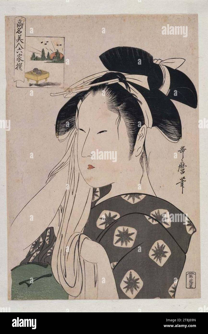 Utamaro (c. 1795–96) Kōmei bijin rokkasen - Asahiya goke (TNM, cropped ...