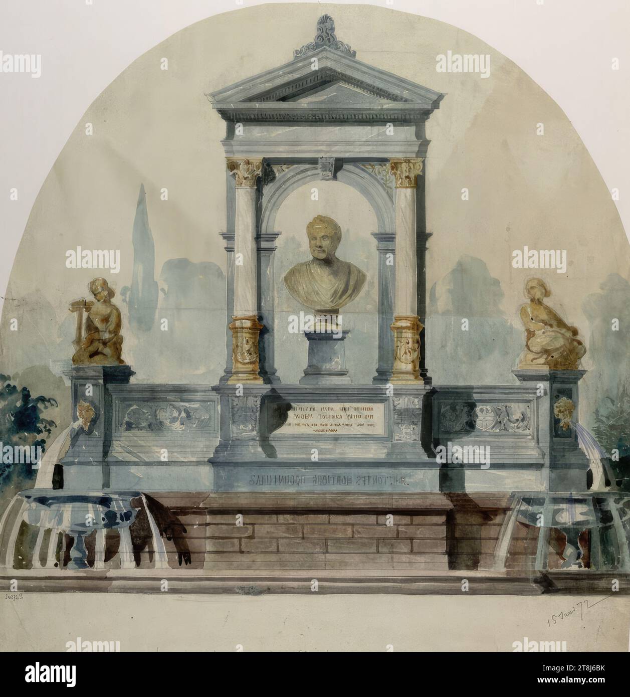 Sketch sheet: Monument, Rudolf Weyr, Vienna 1847 - 1914 Vienna, drawing ...