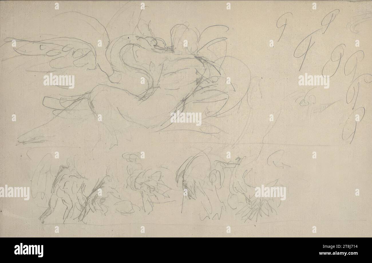 sketches of figural scenes; Letter samples, sketchbook Swoboda Emerich ...