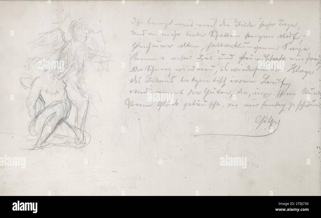 Figure sketch with angel; Quote from Goethe, Faust I, Appropriation ...