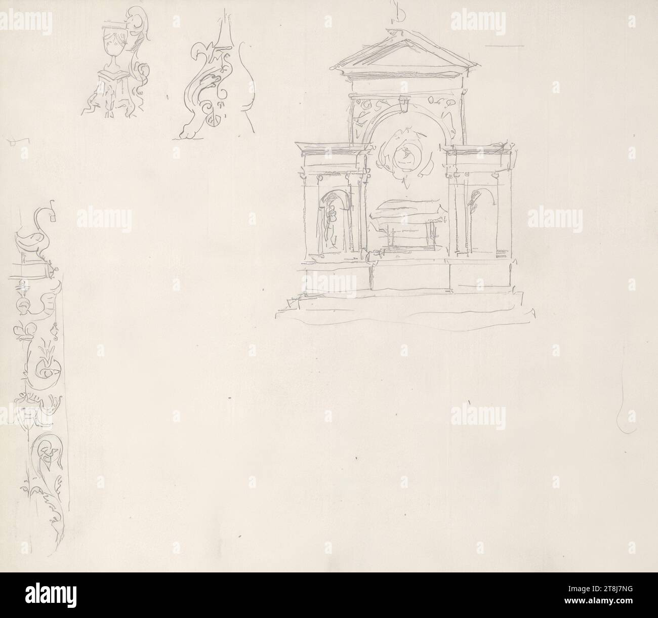 Design of a monument and ornamental studies, sketchbook Swoboda Emerich ...