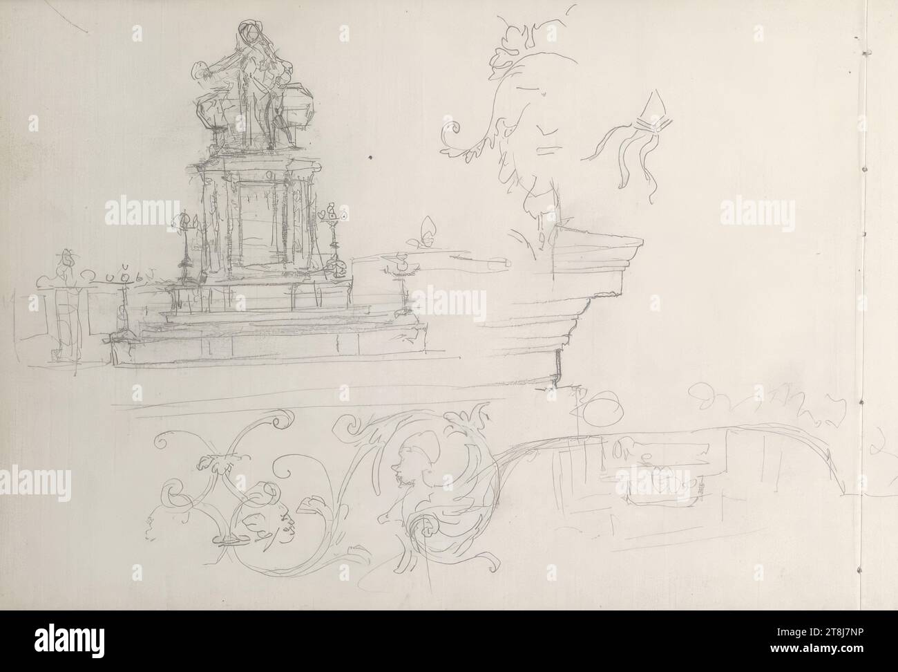 Design of a monument and ornamental studies, sketchbook Swoboda Emerich ...