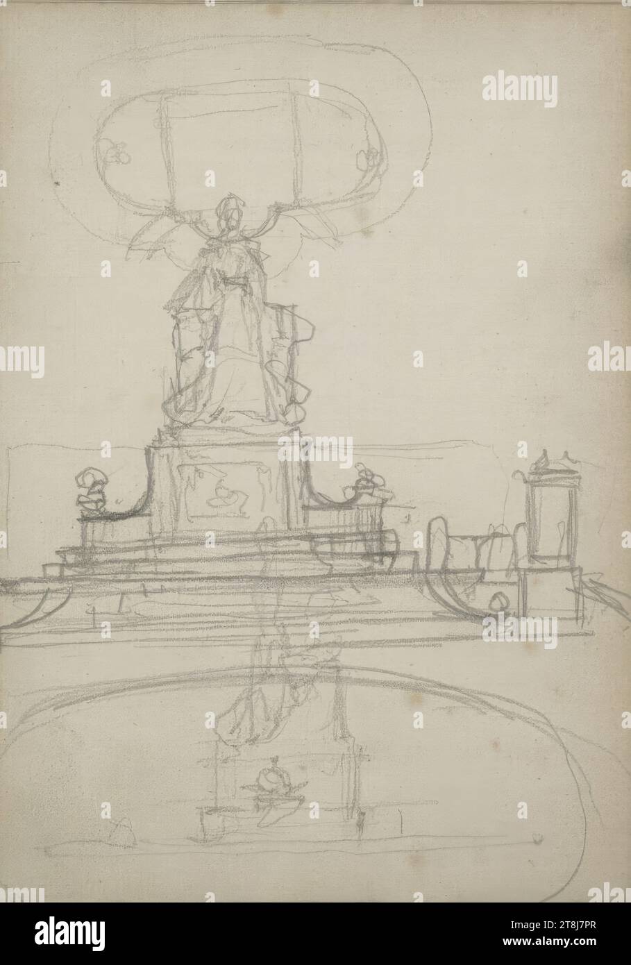 Sketches and floor plans of a monument with a figure, sketchbook ...