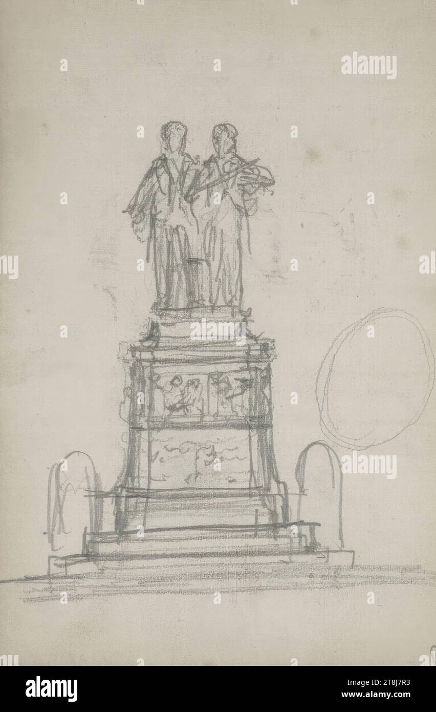 Sketch of a monument with two figures, sketchbook Swoboda Emerich ...