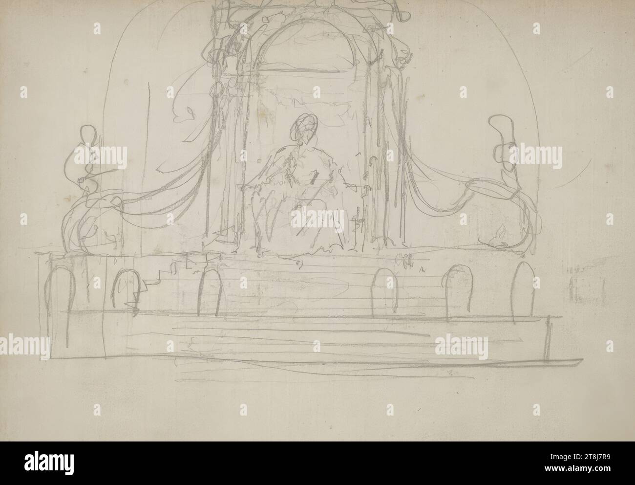 Sketch of a monument with an enthroned figure, sketchbook Swoboda ...