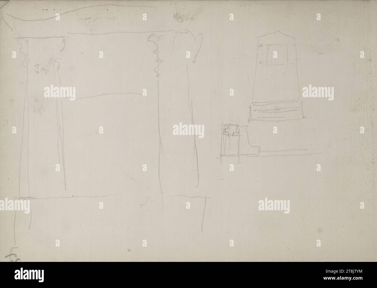 Sketch of a monument, Architectural sketch, upside down, sketchbook ...