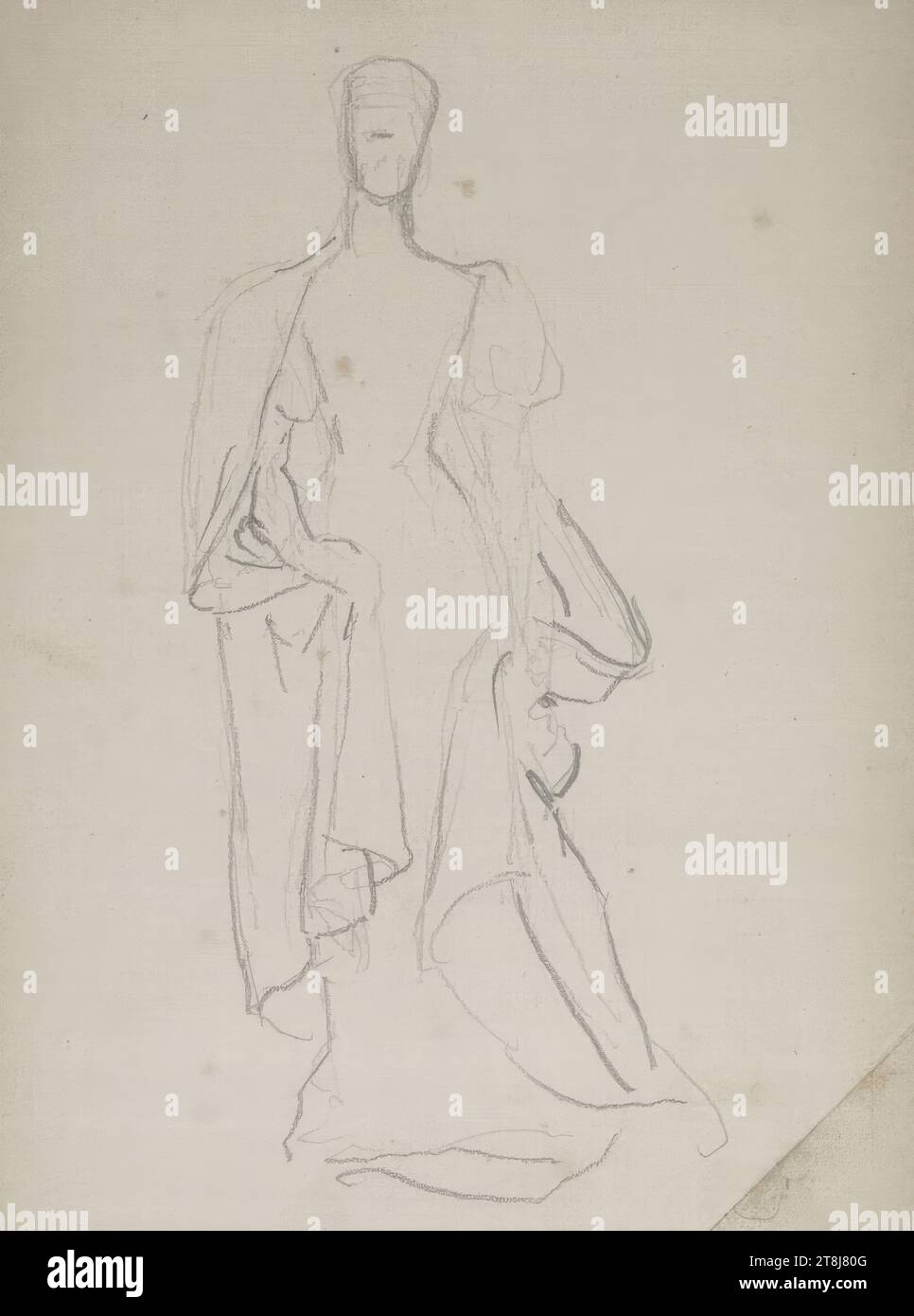 Sketch of a figure in a wide coat, sketchbook Swoboda Emerich Alexius ...