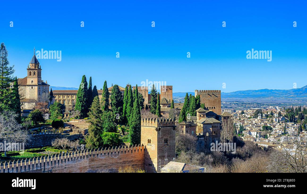 Architecture Alhambra Palace and Fortress Complex, Granada, Spain Stock ...