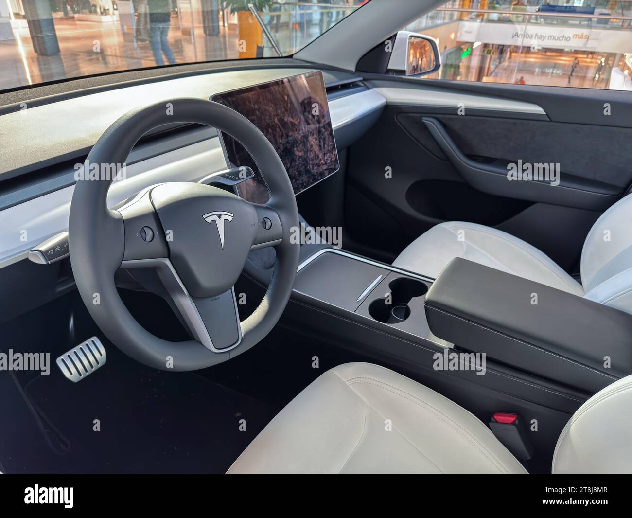 Tesla Model Y exhibited in Puerto Venecia, well-recognized shopping ...