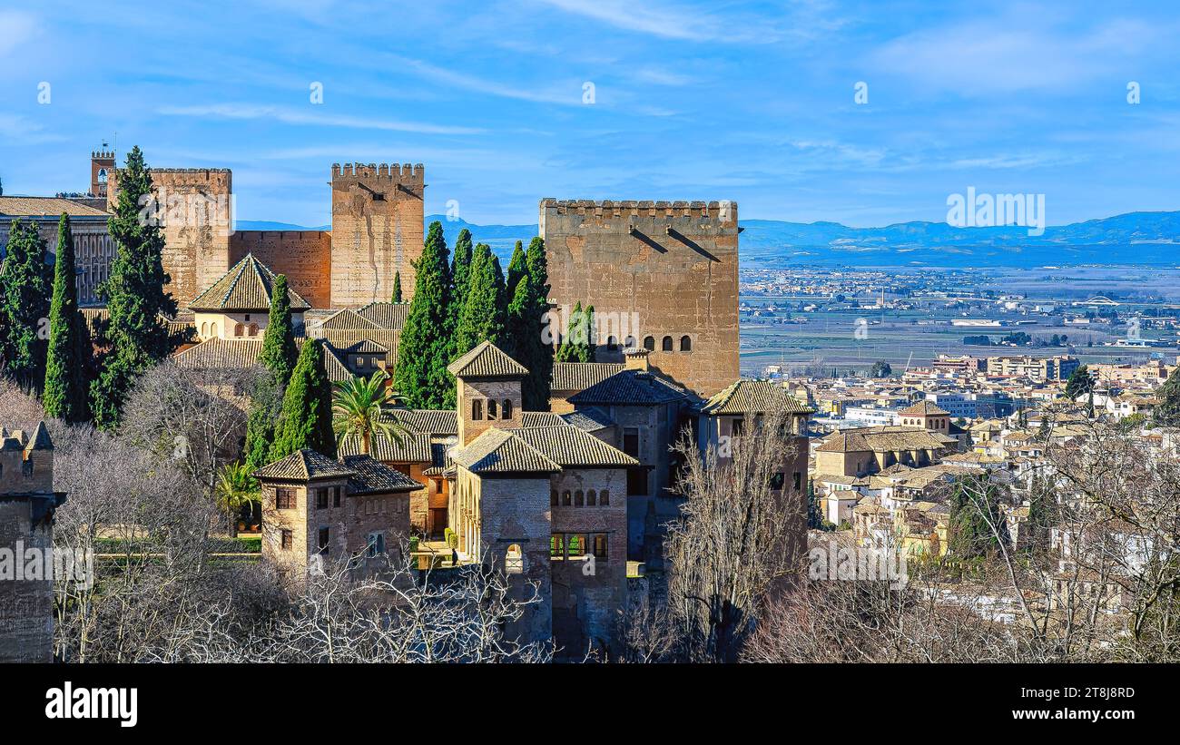 Architecture Alhambra Palace and Fortress Complex, Granada, Spain Stock ...