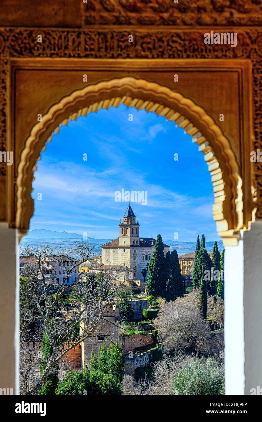 Architecture Alhambra Palace and Fortress Complex, Granada, Spain Stock ...