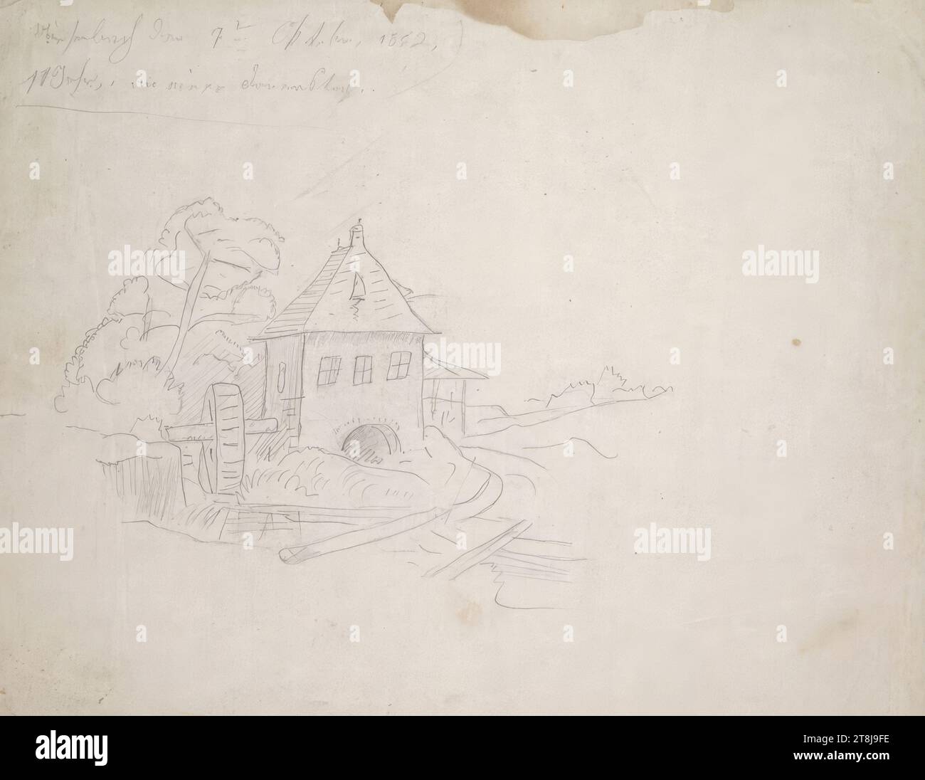 Miesenbach, mill with water wheel, folder with 20 loose sketch sheets ...