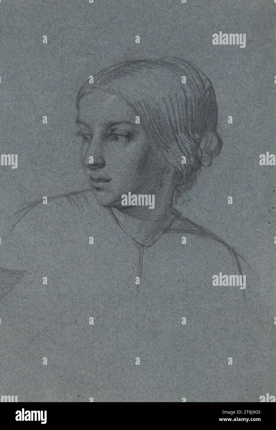 Bust of a girl with her head turned to the left, Ferdinand Schubert ...