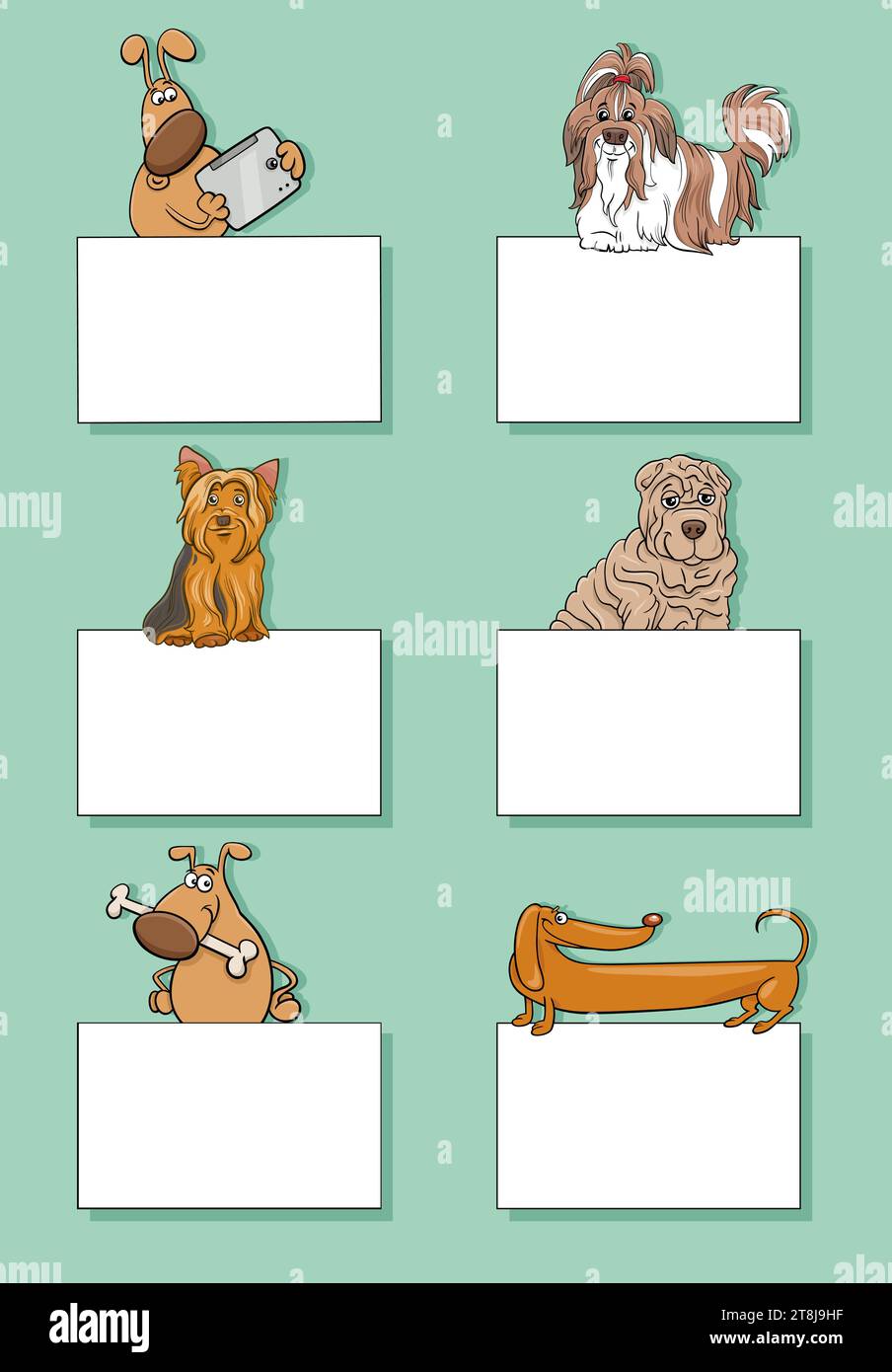 Cartoon illustration of dogs and puppies animal characters with blank ...