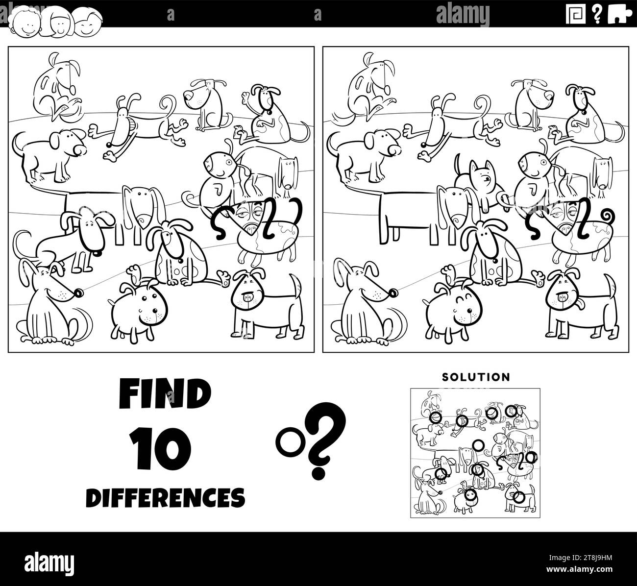 cartoon illustration of finding the differences between pictures ...