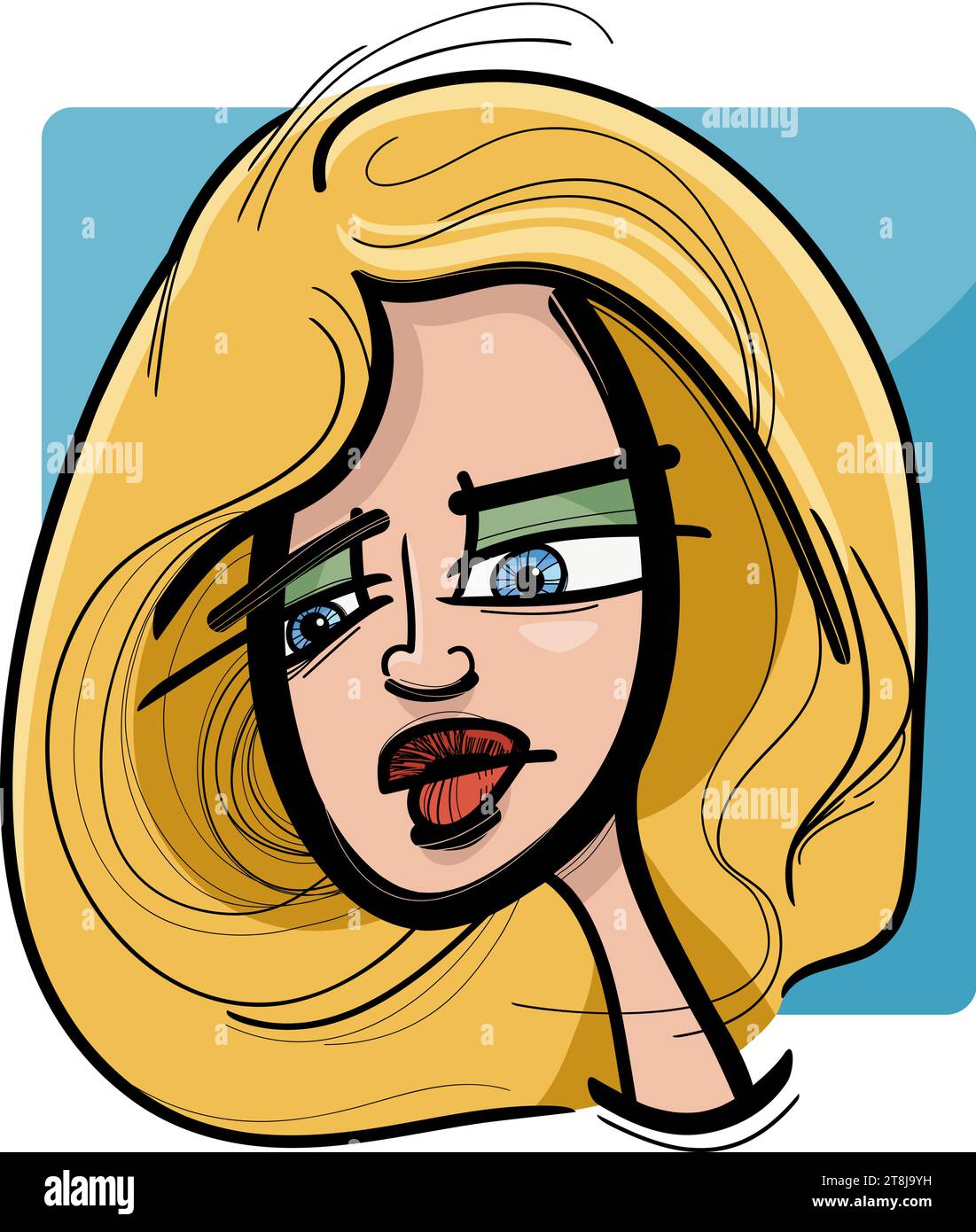 sketch drawing illustration of young woman with blond hair Stock Vector ...