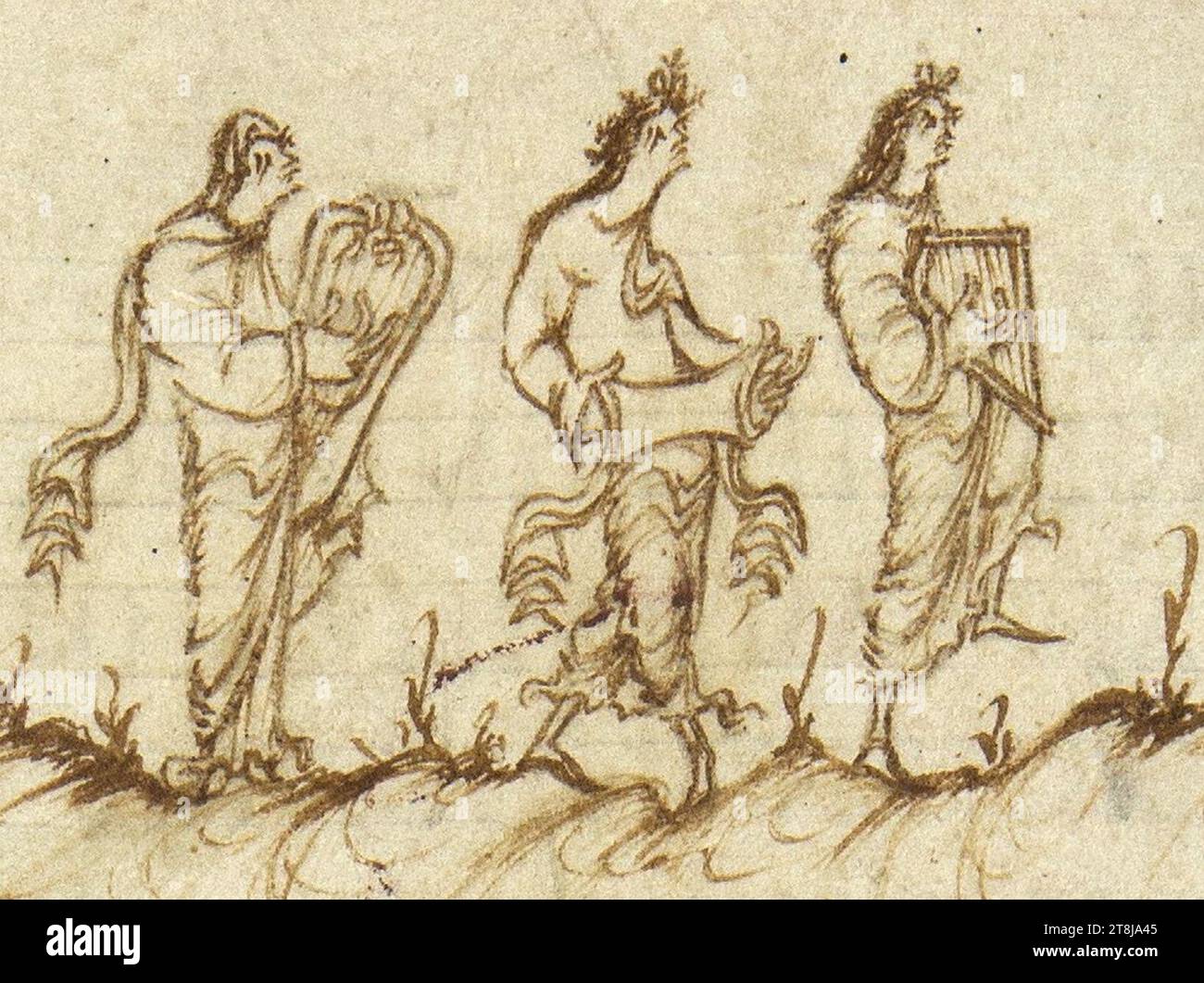 Utrechts-Psalter PSALM-149-PSALM-150 timpanum drum psalterio Stock ...