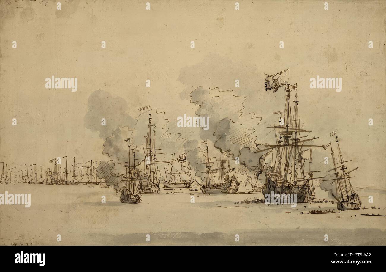 The naval battle of La Hogue, Willem van de Velde the Elder. J., Leiden ...