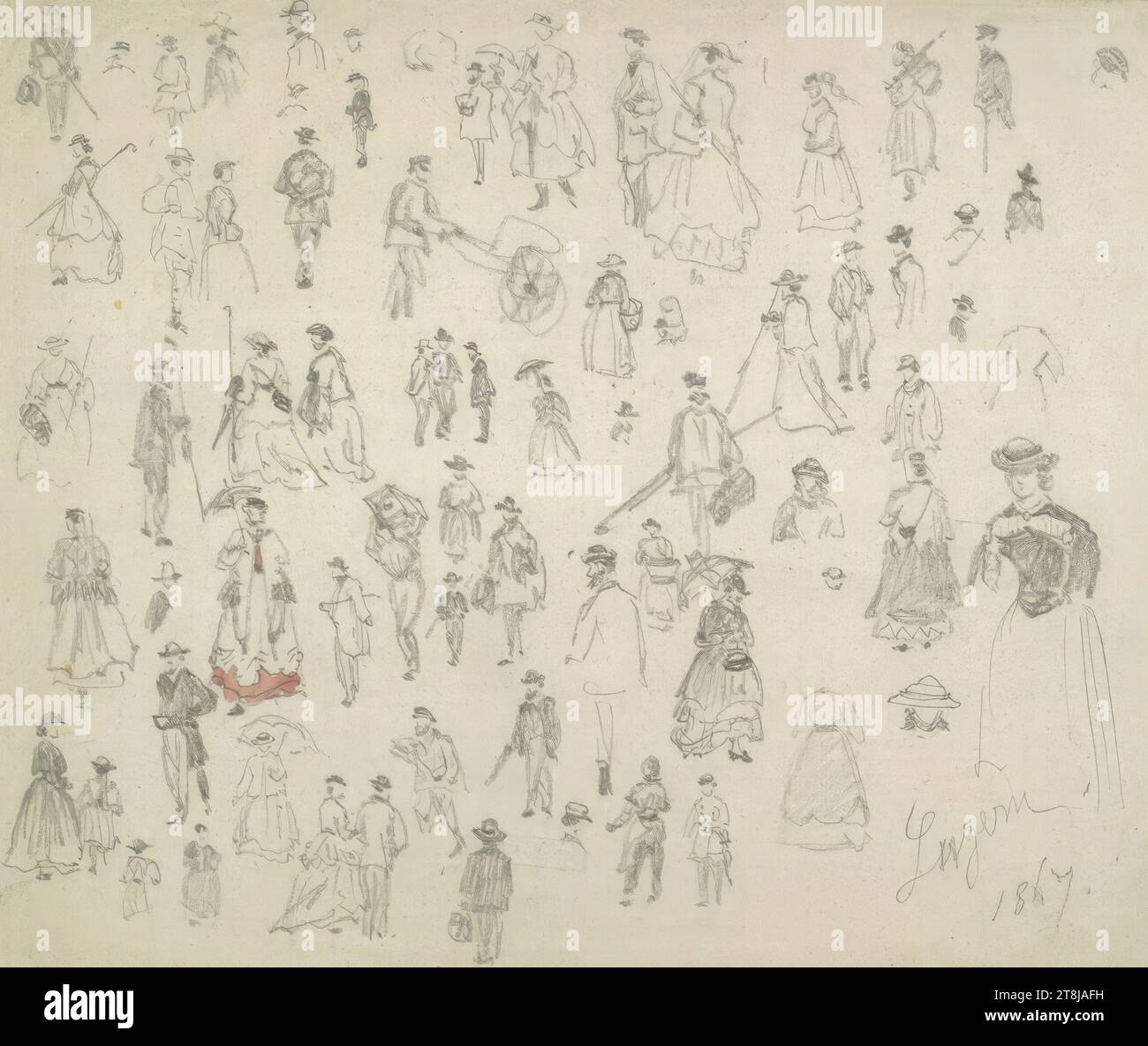 Staffage figures, Lucerne, 1867, Alt Franz sketchbook; 26 pasted pages ...