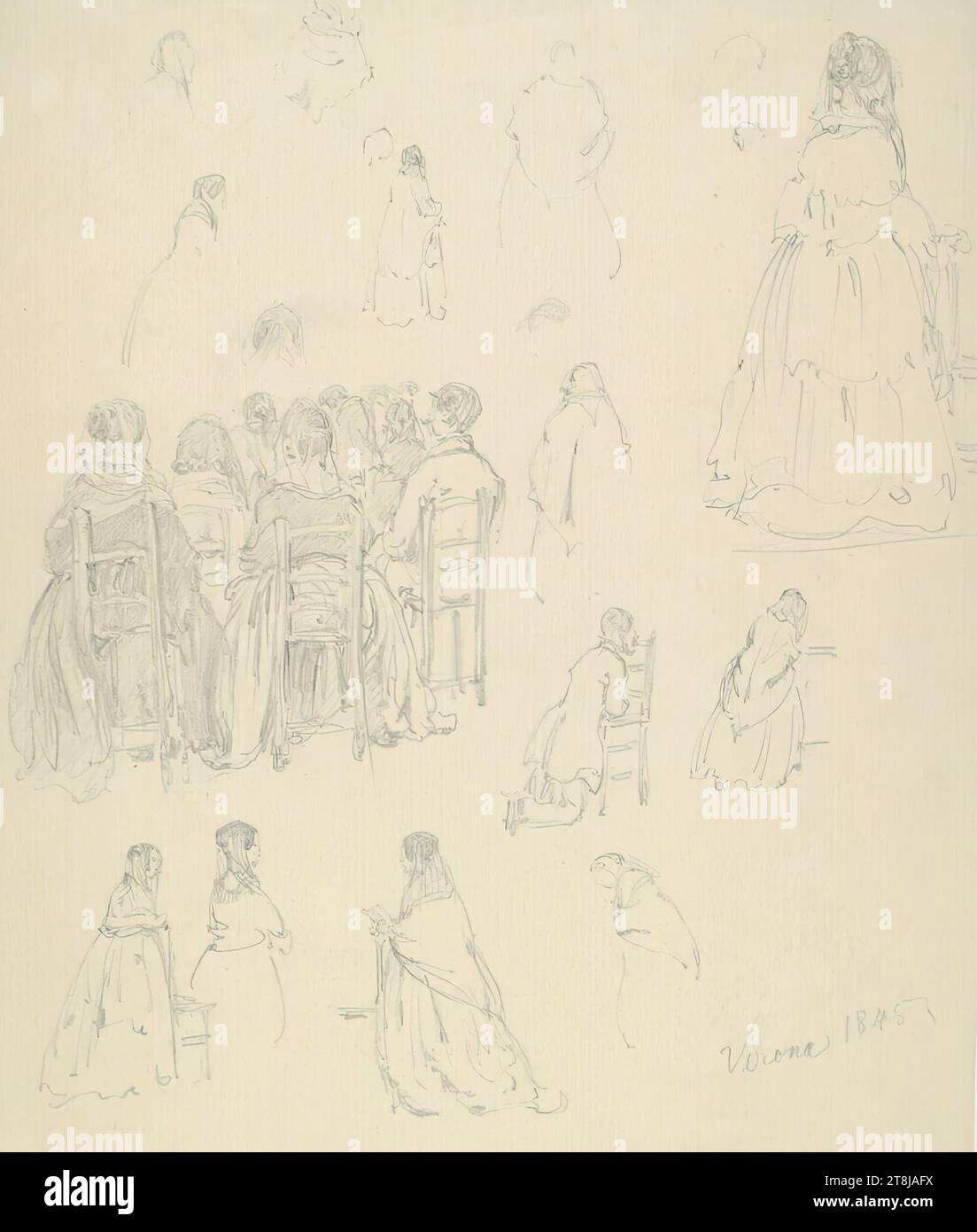 Various sketches, Verona, 1845, sketchbook Alt Franz; 20 pasted pages ...