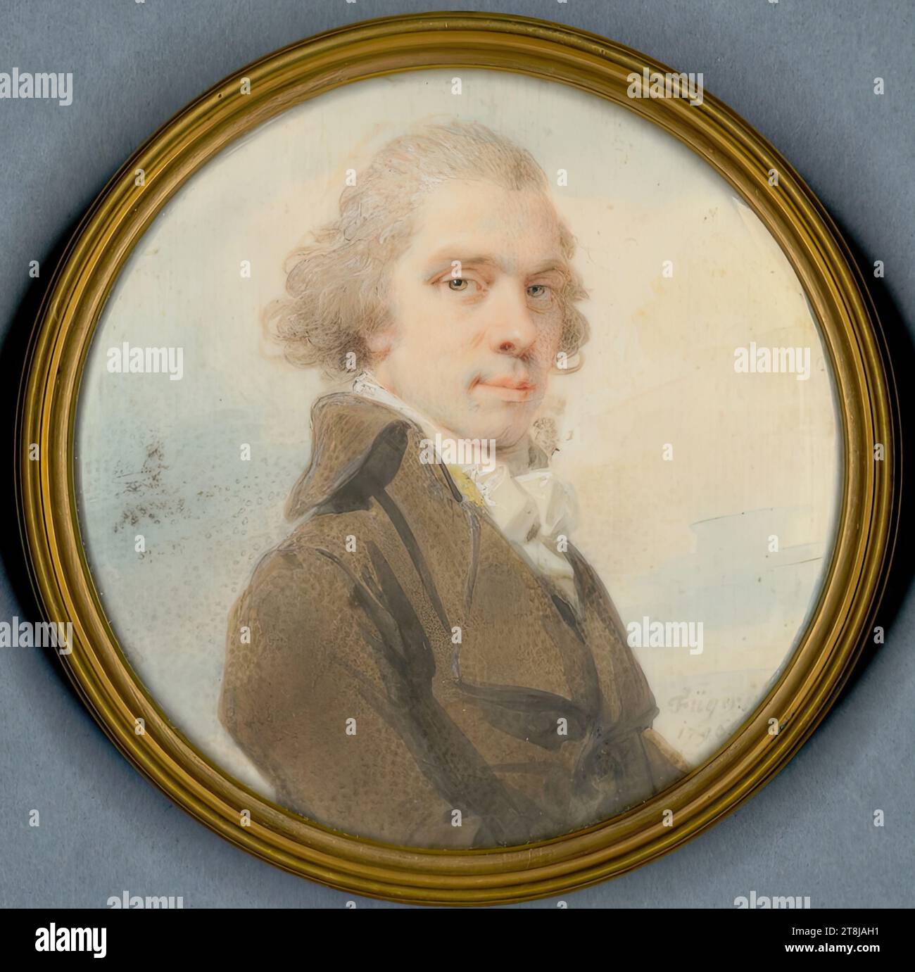 Gentleman in a brown skirt and yellow vest, with a white tie, Heinrich ...