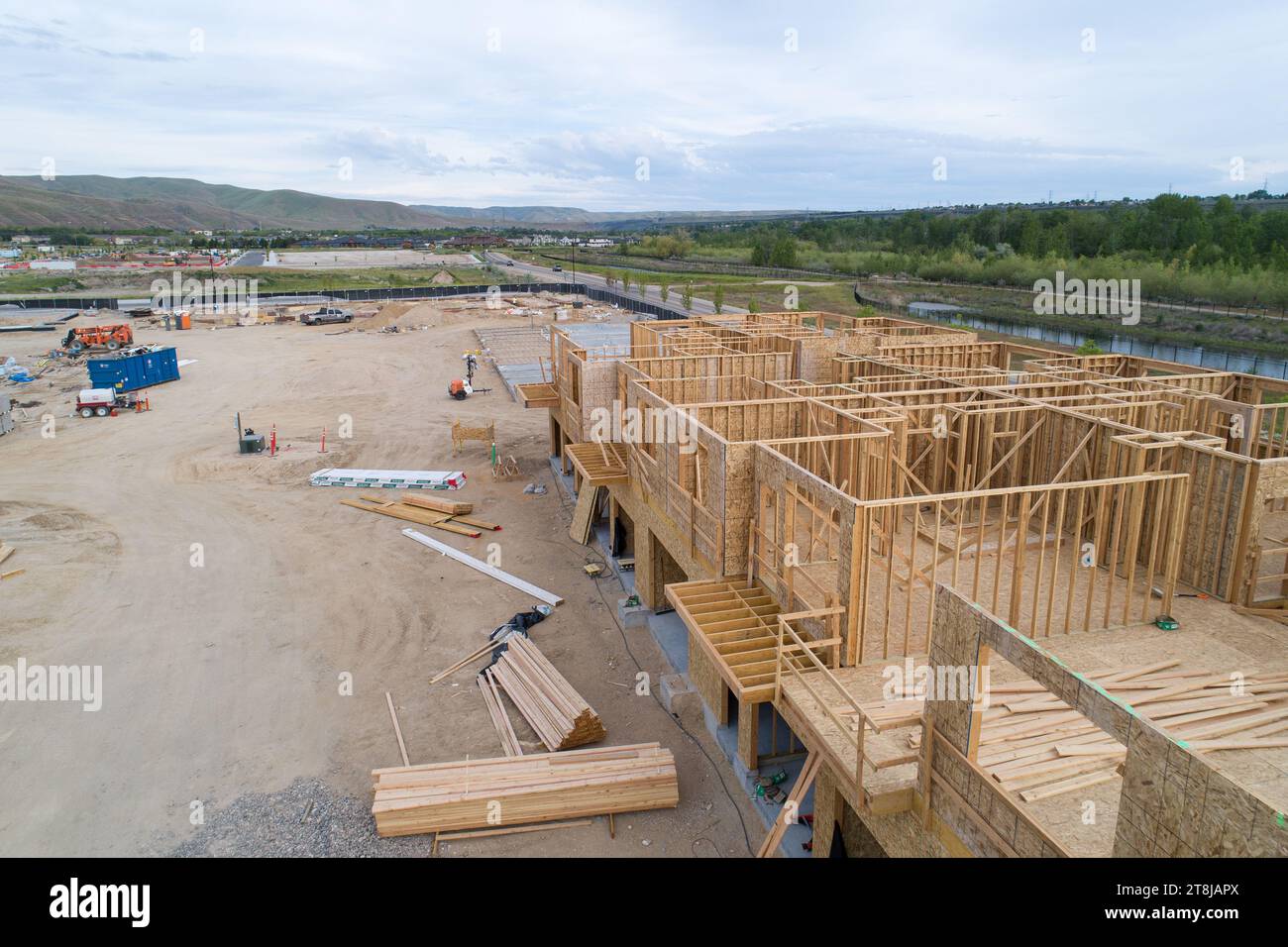 Aerial view wood framework new hi-res stock photography and images - Alamy