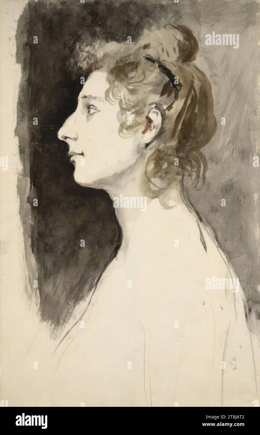 Female profile, Cecil van Haanen, Vienna 1844 - 1914 Vienna, drawing ...