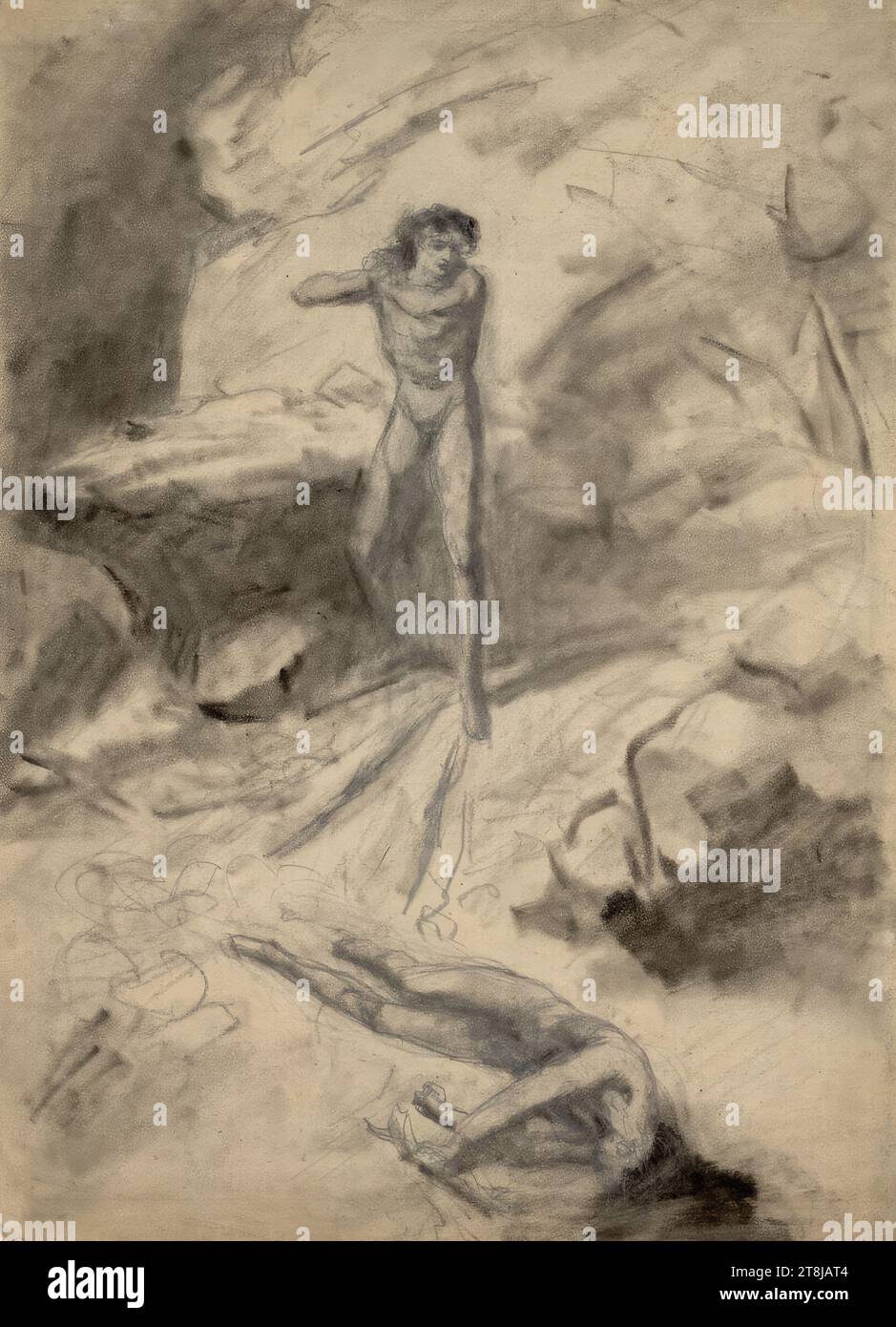 Cain and Abel, Cecil van Haanen, Vienna 1844 - 1914 Vienna, drawing ...