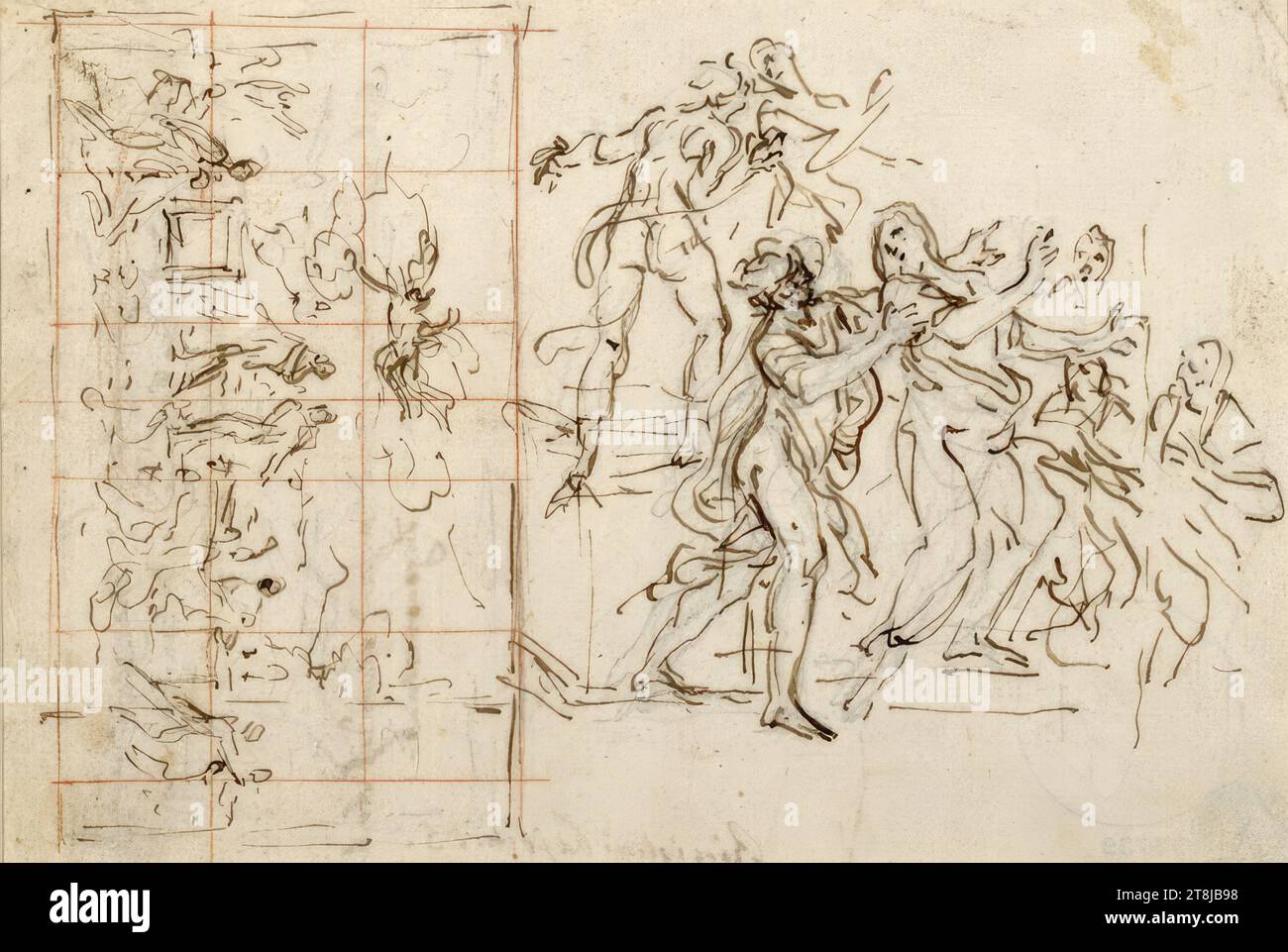 Sketch sheet. Design for a sacrificial scene; Group of six figures ...