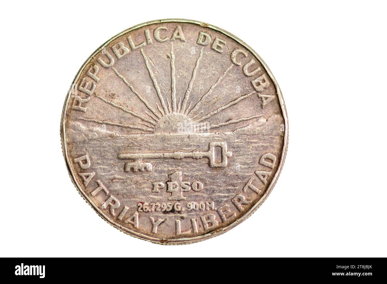 Vintage Cuban Currency. Old Cuban silver coin or "peso macho Stock ...