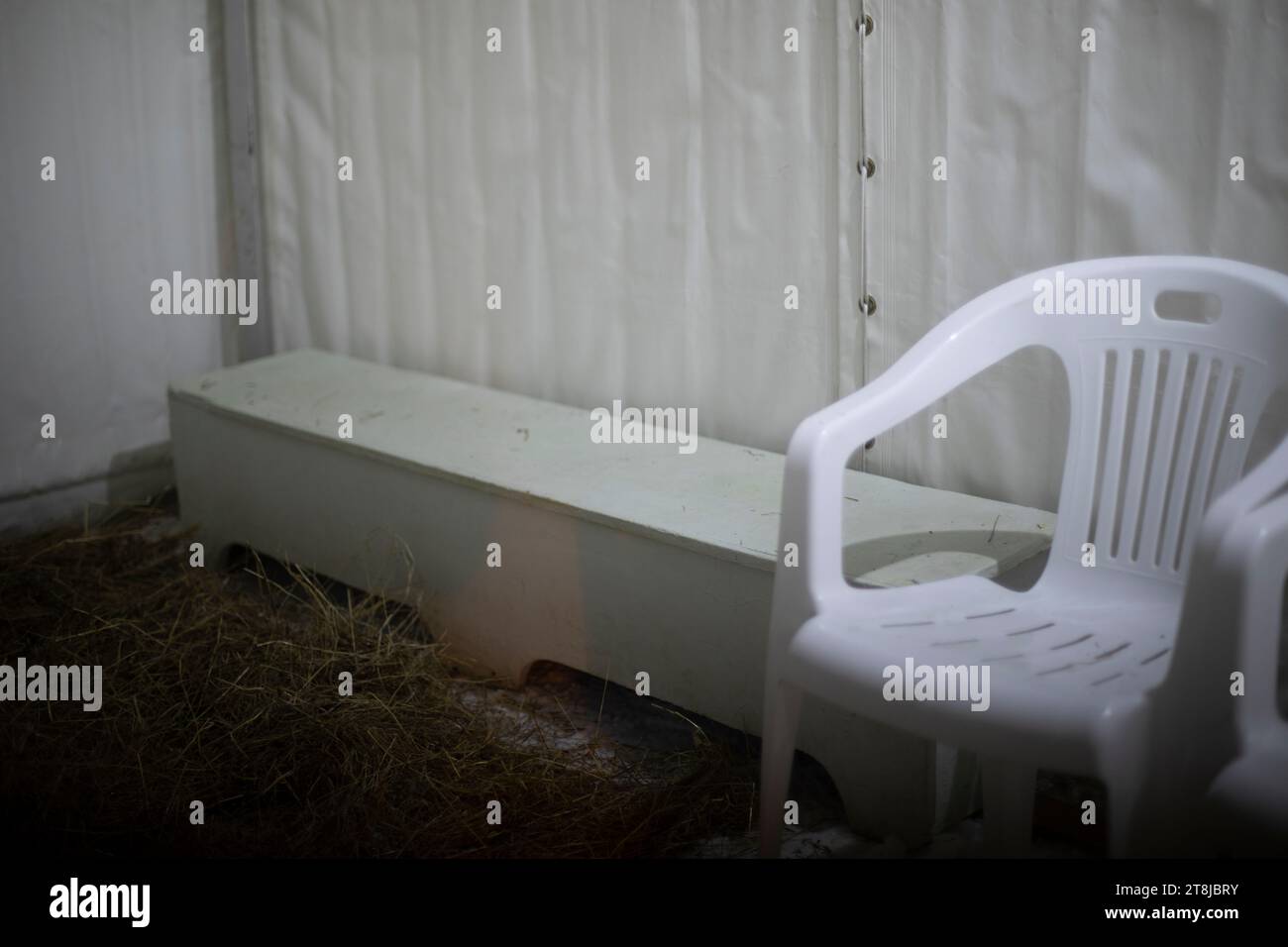 Shop in winter sauna. Changing room in outdoor winter pool. Changing ...