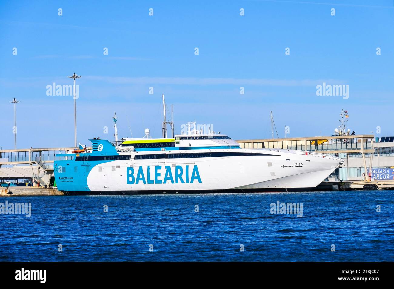 Balearia ferry docked in the city marina, Denia, Alicante, Spain Stock ...