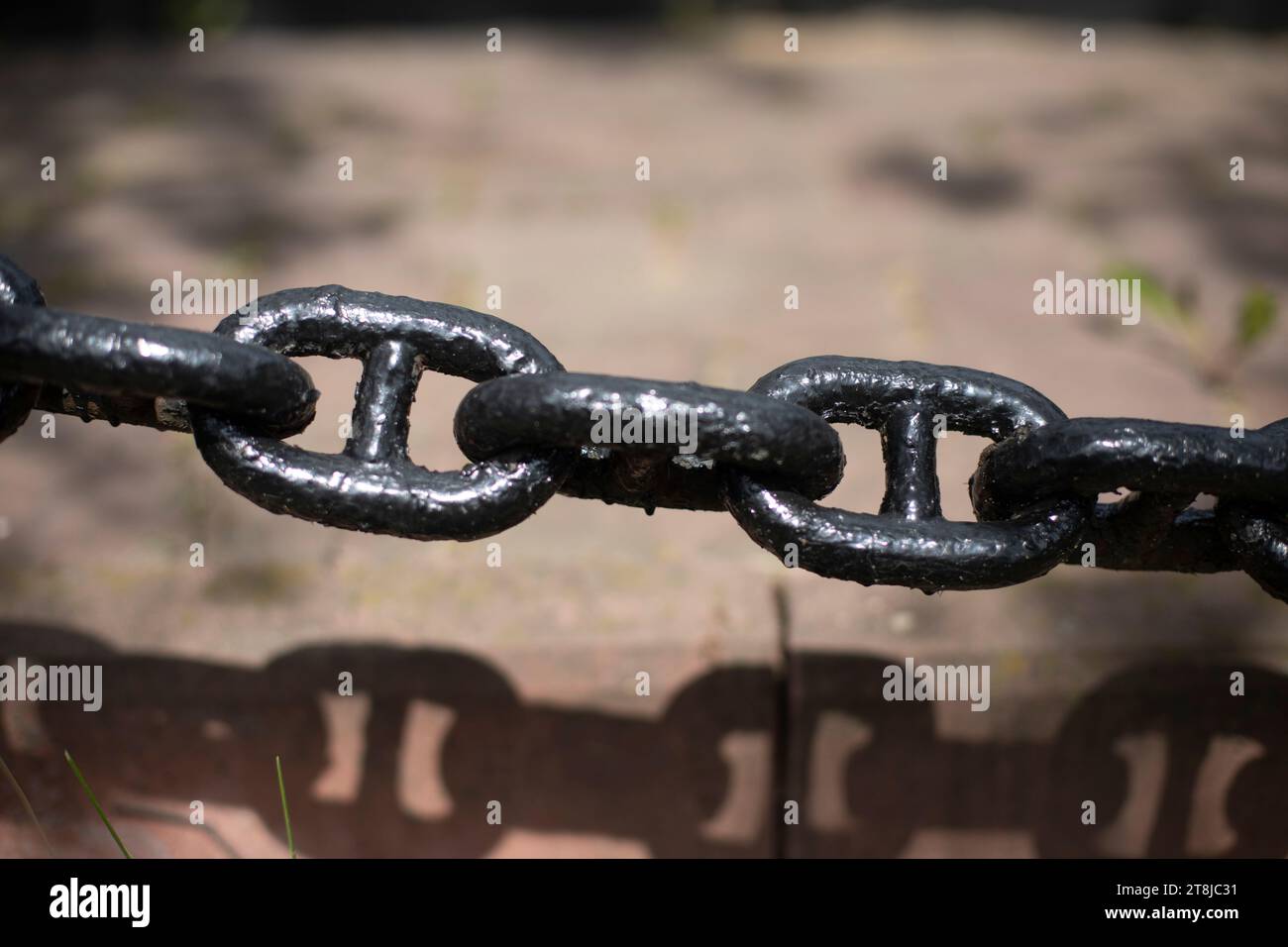 Black Chain. Large steel chain. Fence details. Chain links Stock Photo ...