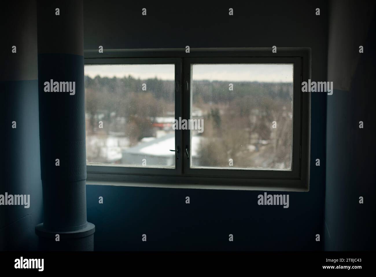 Window in the house. Window opening in the stairwell. View Through ...