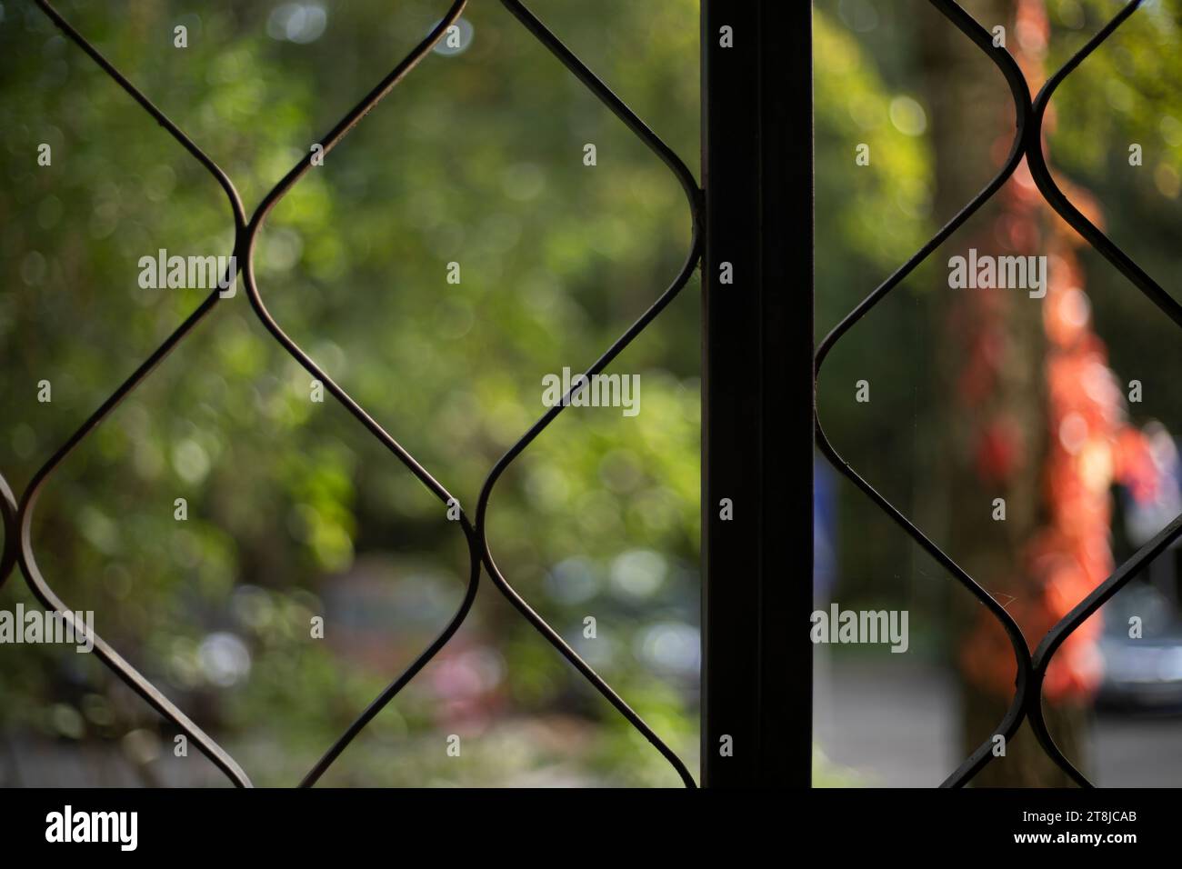 Grille on the window. Steel grating on the ground floor of the building ...