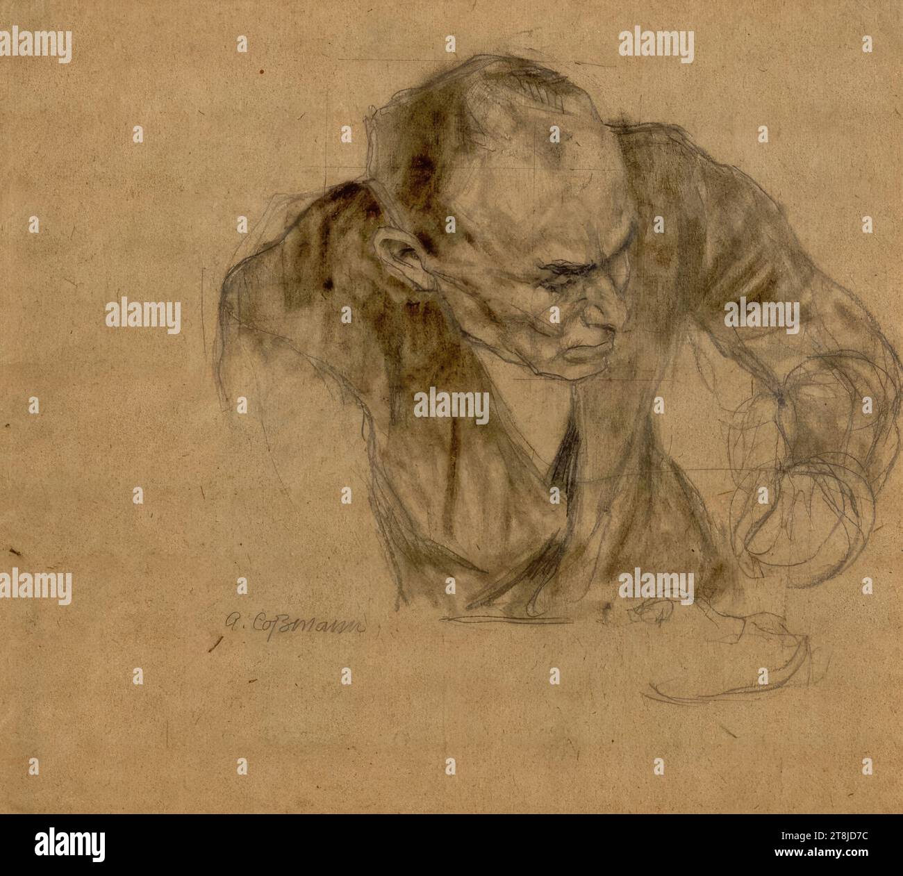 Der Geiz, Alfred Cossmann, Graz 1870 - 1951 Vienna, drawing, pencil ...