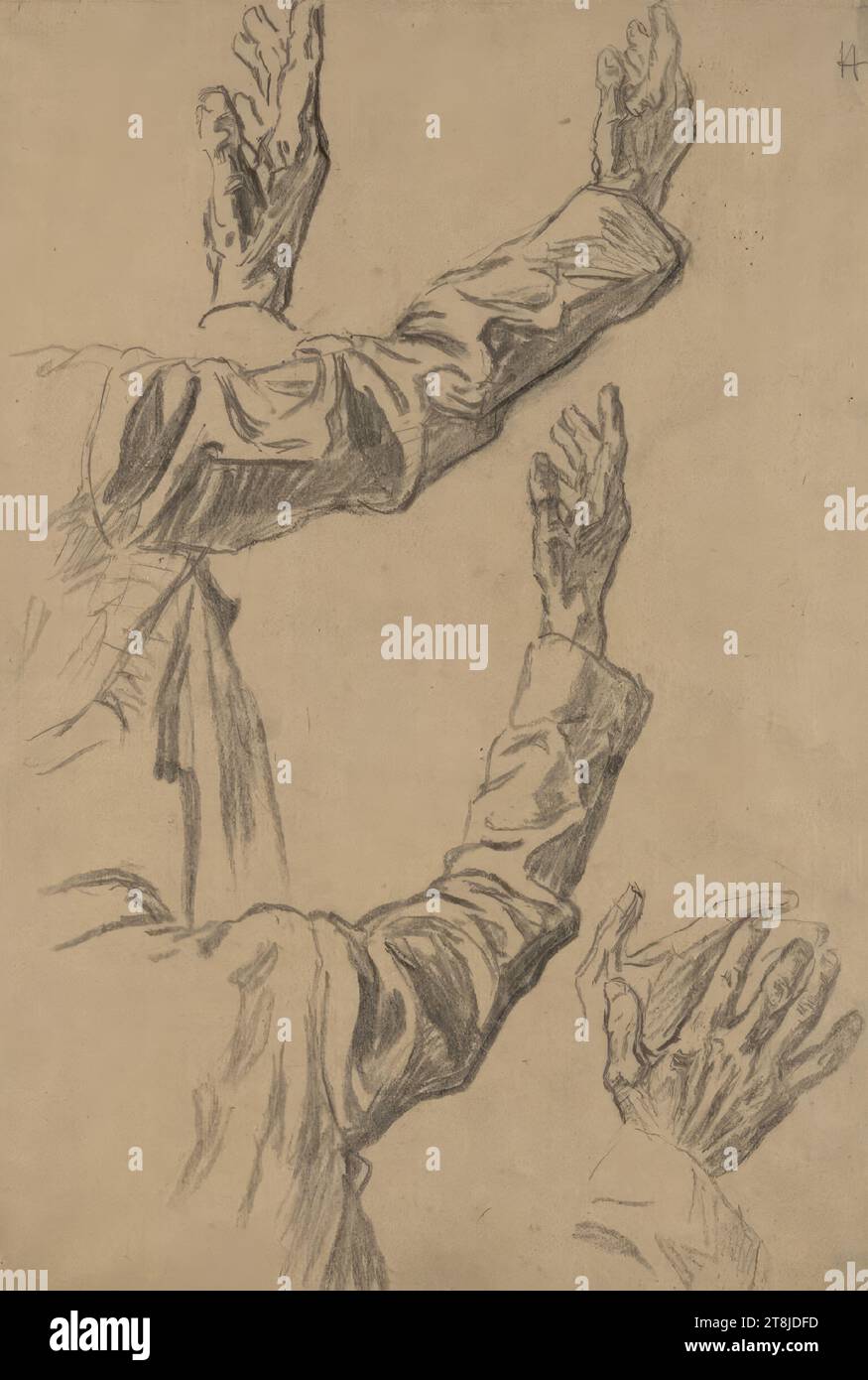 Oath hands, Hermann Heller, Vienna 1866 - 1949 Klagenfurt, drawing ...