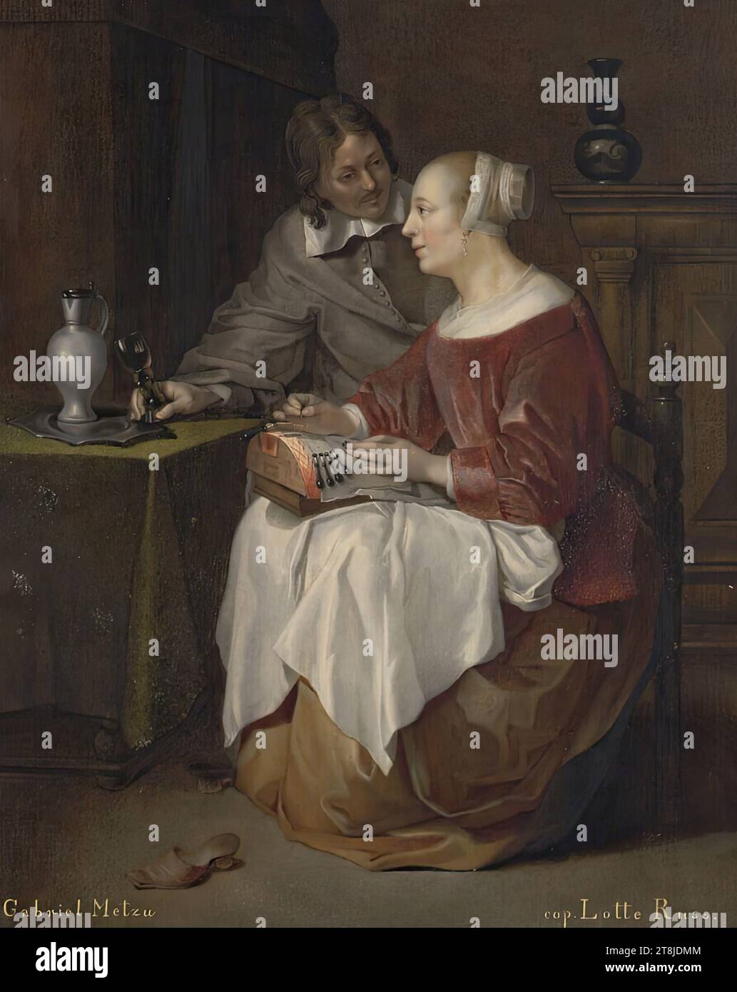 Copy after Gabriel Metsu: The Visit to the Lacemaker, Cah., Lotte Russ ...
