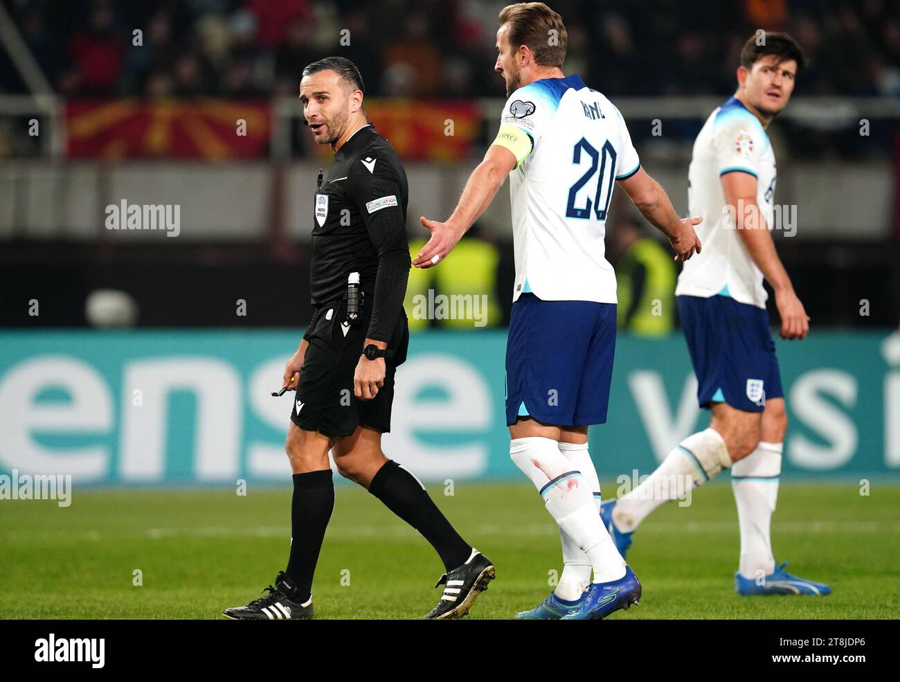 England's Harry Kane appeals to referee Filip Glova during the UEFA ...