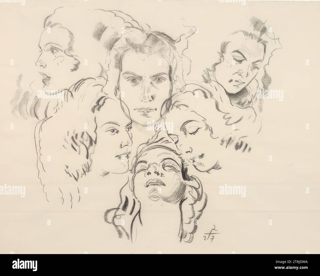 Female head studies, Richard Teschner, Karlsbad 1879 - 1948 Vienna ...