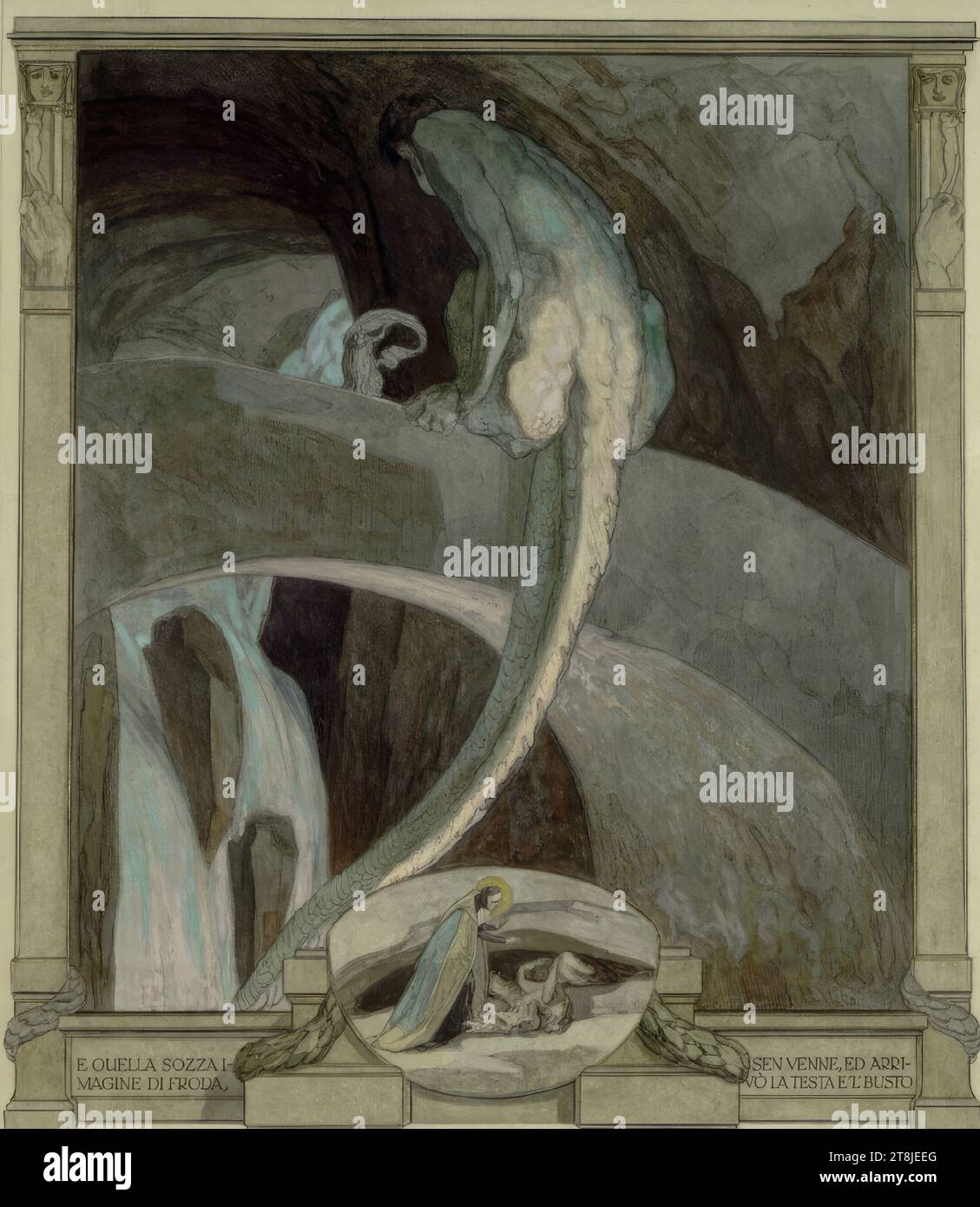 Draft for Dante's Divine Comedy, study for Inferno, Gold, 41.4 x 35.7 ...