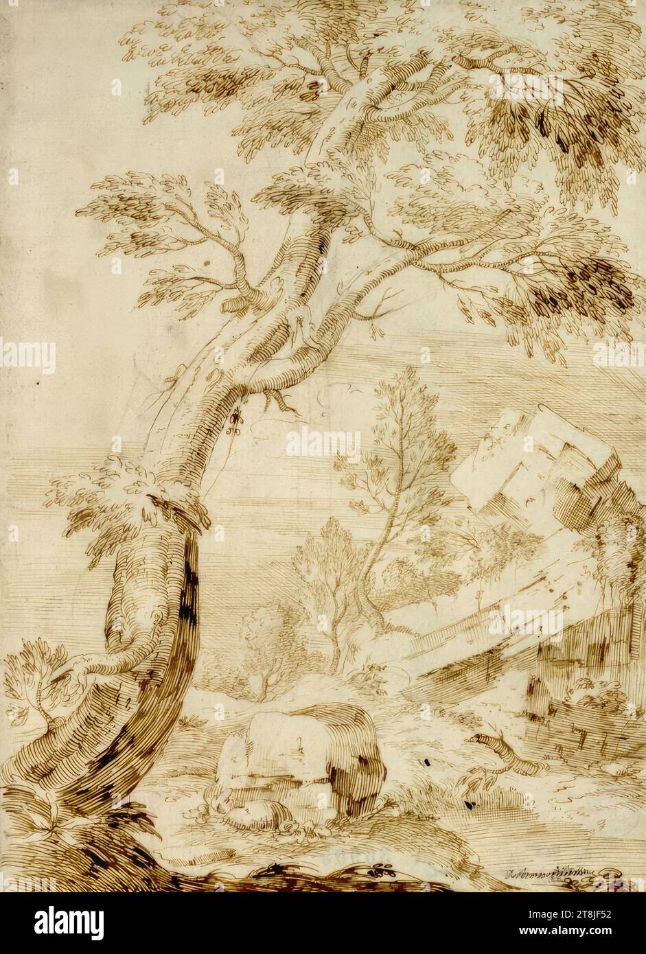 Tree landscape with rock slabs, Marco Ricci, Belluno 1676 - 1729 Venice ...